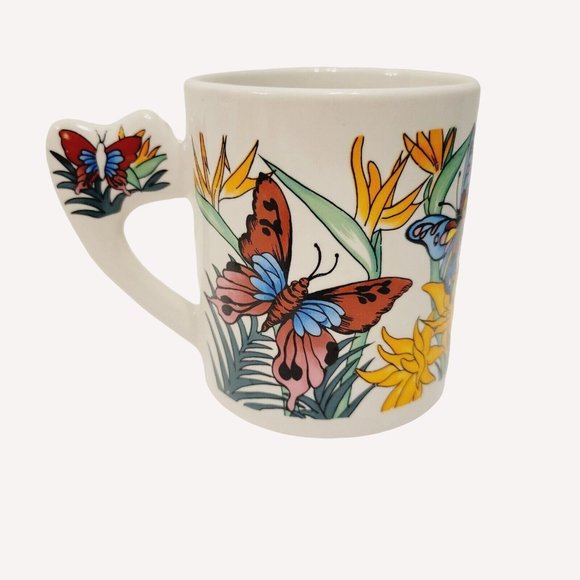 Unbranded | Dining | Vintage Multicolor Tropical Butterflies Flowers ...